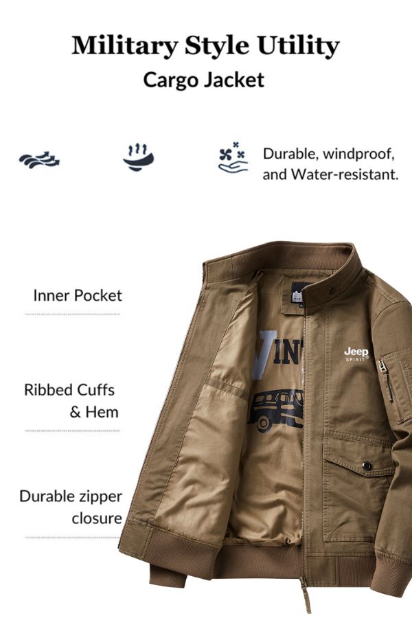 Military Style Utility Cargo Jacket - Marcus Store