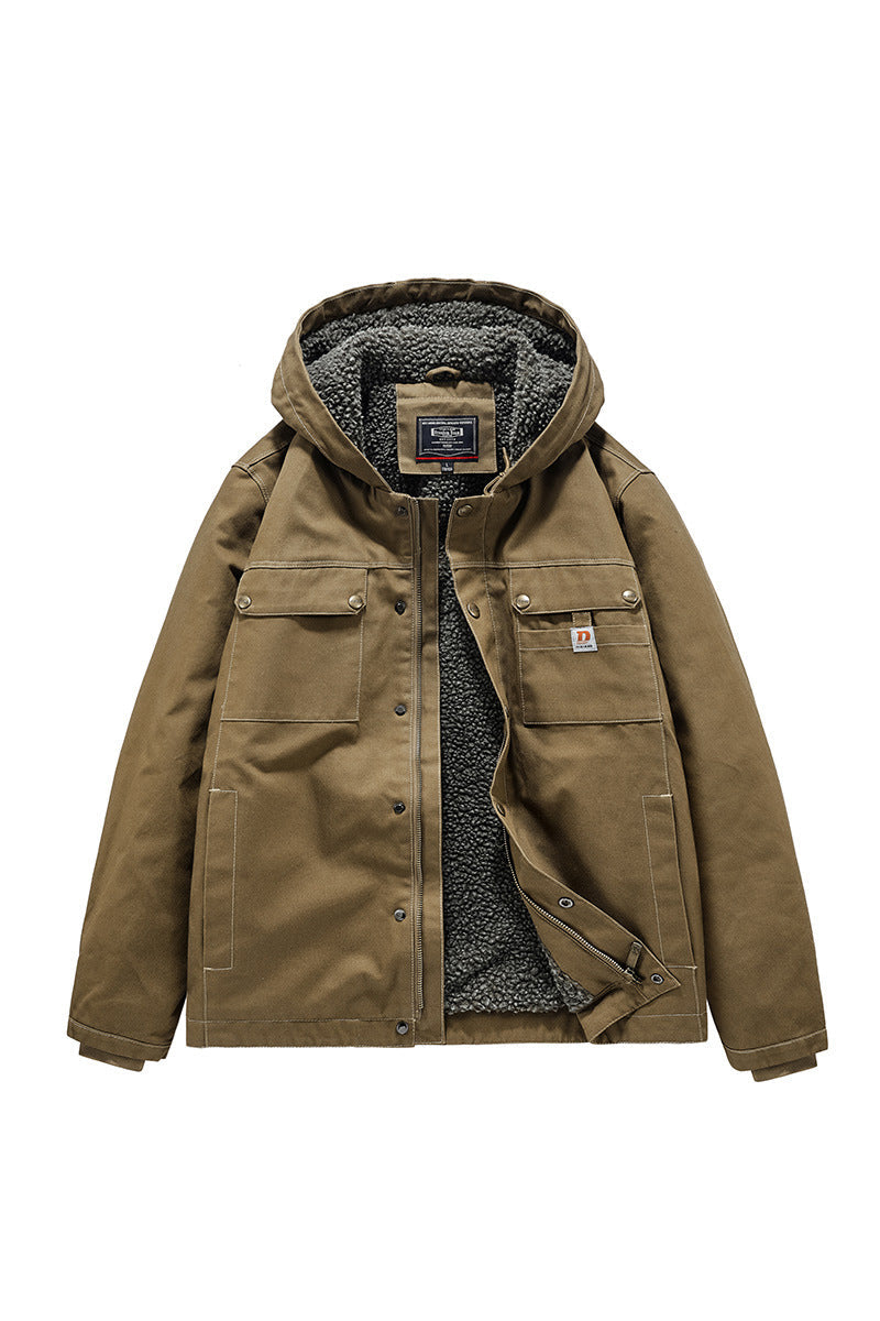 Relaxed Sherpa-Lined Hooded Utility Jacket - Marcus Store