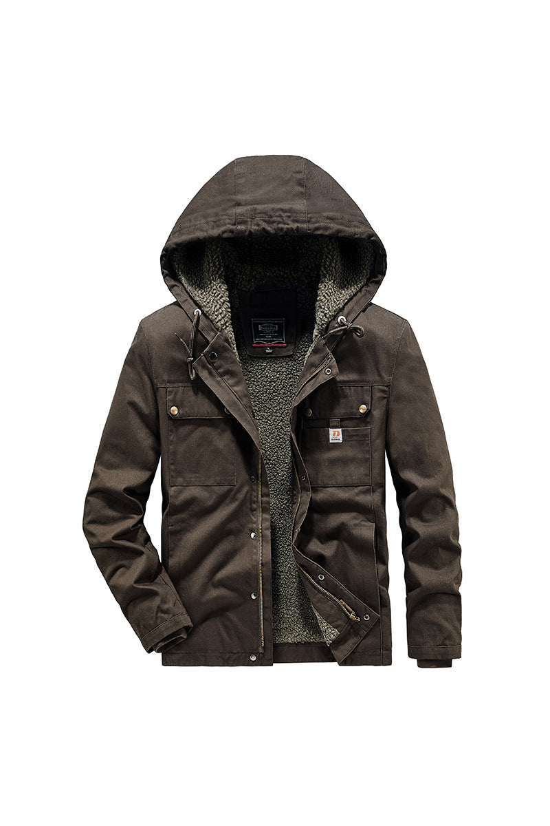 Relaxed Sherpa-Lined Hooded Utility Jacket - Marcus Store
